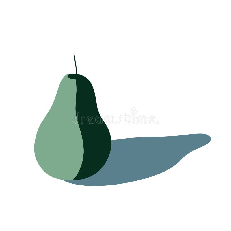 Pear Wih Shadow Isolated on White. Vector Illustration. Stock Vector ...