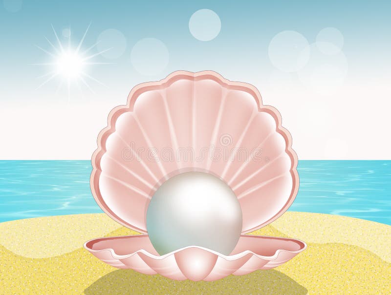 Pearl in the shell stock illustration. Illustration of jewel - 70130131