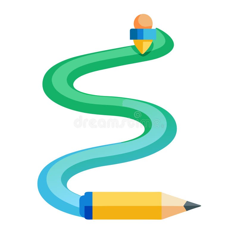 Pencil Drawing a Winding Path, Illustration of Design Process Concept ...