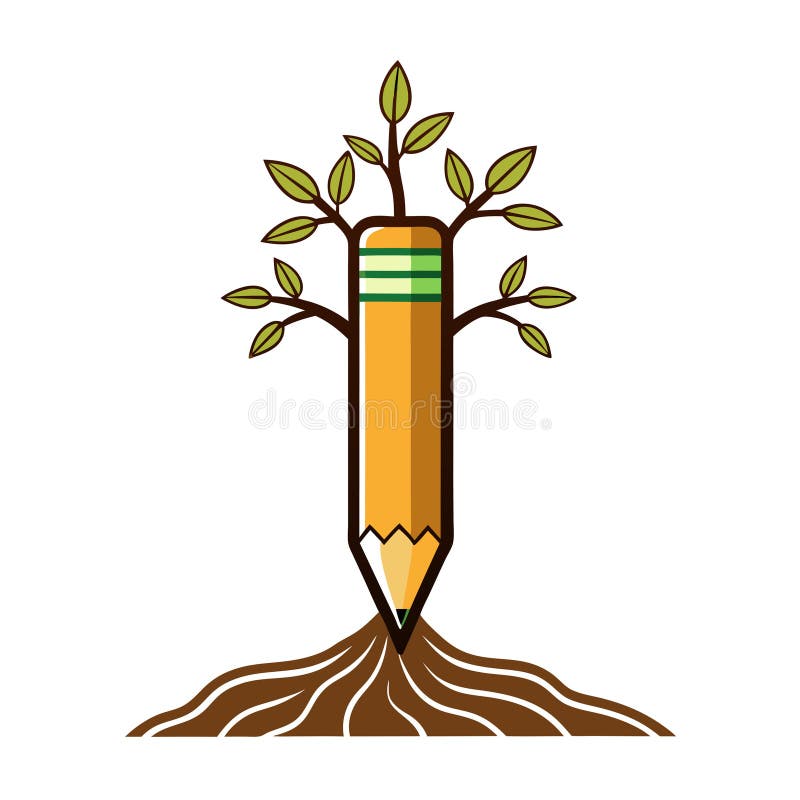Creative Writing Concept: Pencil with Roots and Leaves - Growth and ...