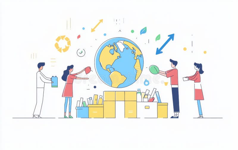 Illustration of People Collaborating for Global Environmental ...