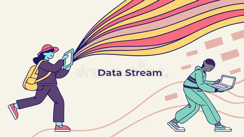 People with Data Stream Connection Technology and Communication ...