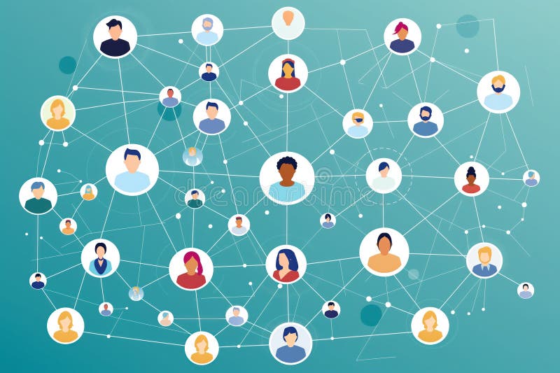 Illustration of People Connecting in a Global Network. Diverse ...