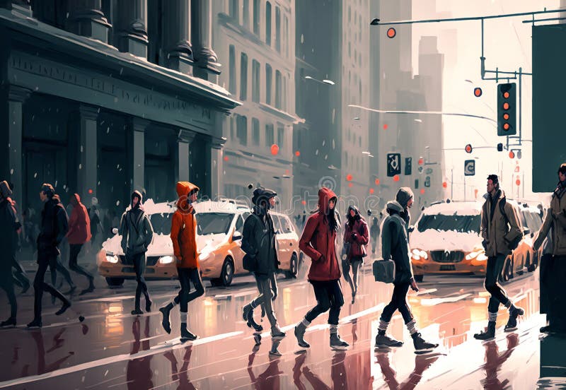 People Crossing a Street in Motion, People, Active Stock Illustration ...