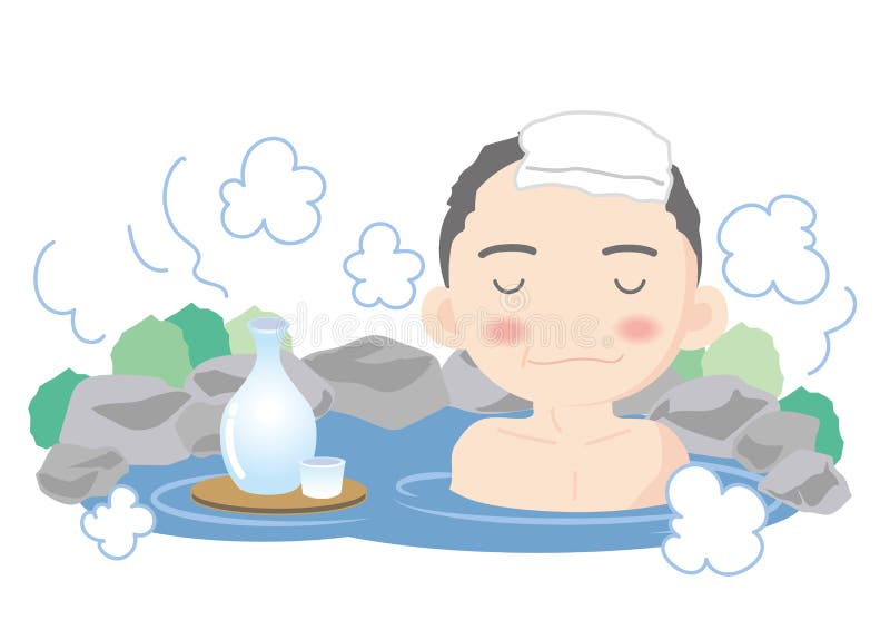 Hot spring image - Man stock vector. Illustration of smile - 129141916