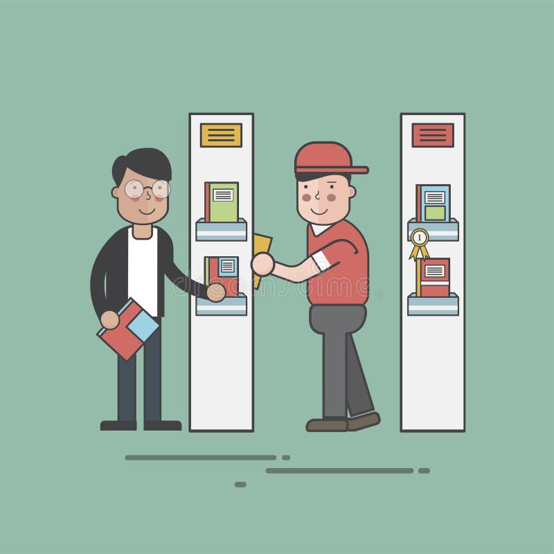 Illustration of People in Library Stock Illustration - Illustration of ...