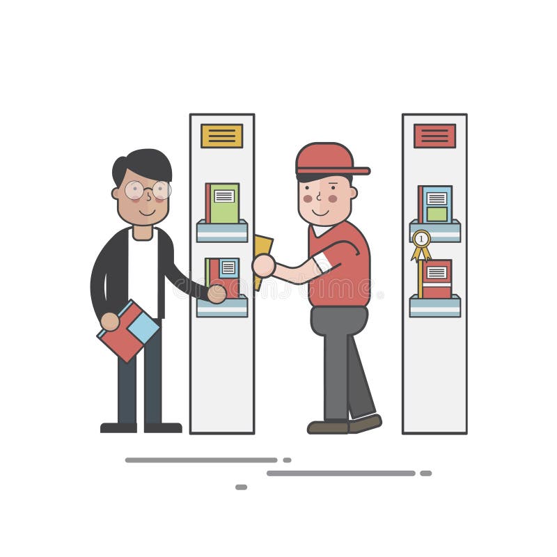 Illustration of People in Library Stock Illustration - Illustration of ...