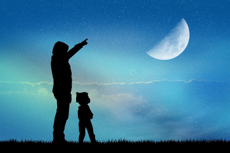 People look the moon stock illustration. Illustration of starry - 123367069