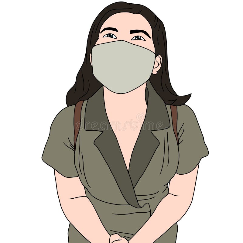 Illustration of People with Mask on White Background. Vector ...