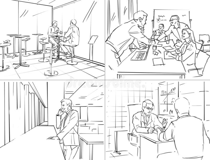 Storyboard: Job Interview, Shaking Hands, Team Success Stock ...