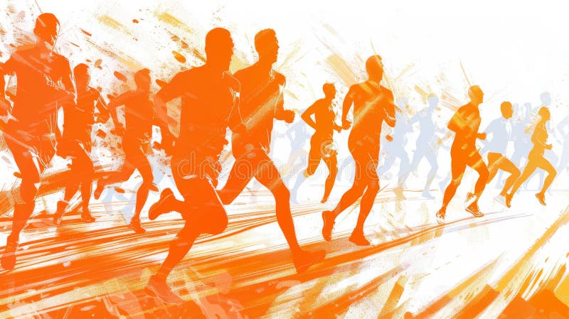 Illustration of People Running in Marathon. Generative AI. Stock ...