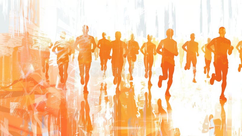 Illustration of People Running in Marathon. Generative AI. Stock ...