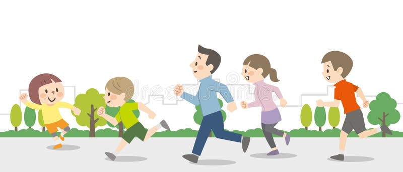 Illustration of People Running Outdoors Stock Vector - Illustration of ...