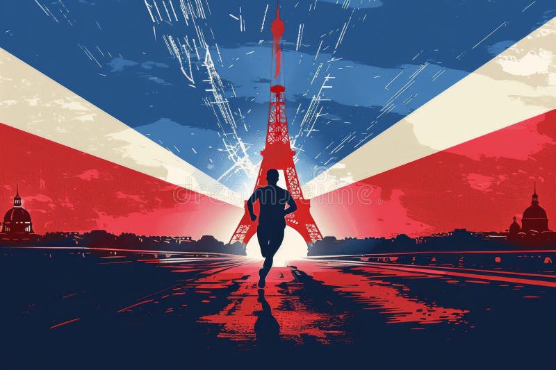 Illustration of People Running in the Paris Marathon. Generative AI ...