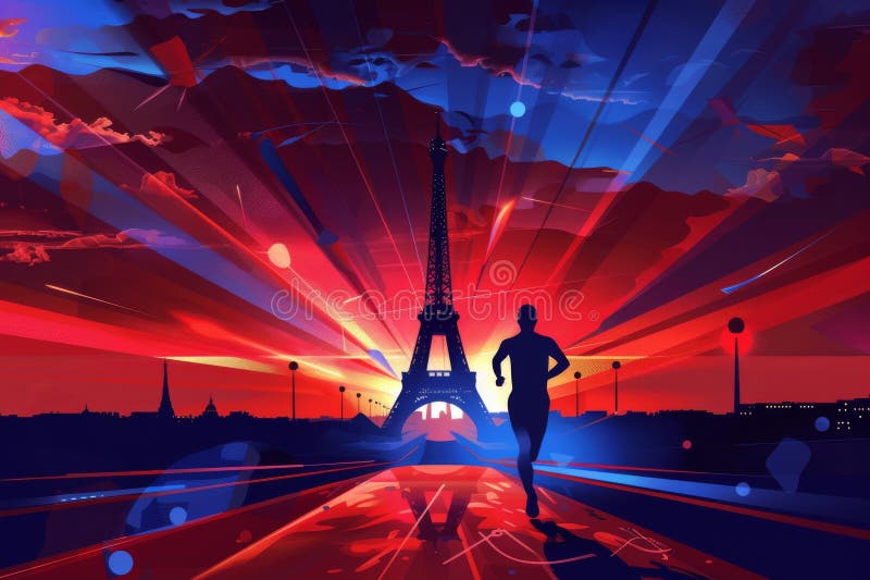 Illustration of People Running in the Paris Marathon. Generative AI ...