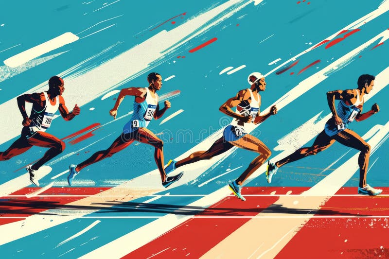 Illustration of People Running in the Paris Marathon. Generative AI ...
