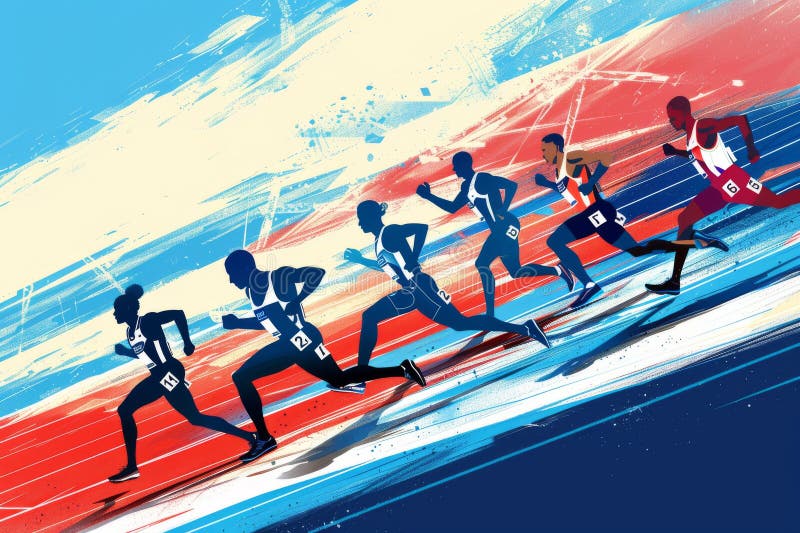 Illustration of People Running in the Paris Marathon. Generative AI ...