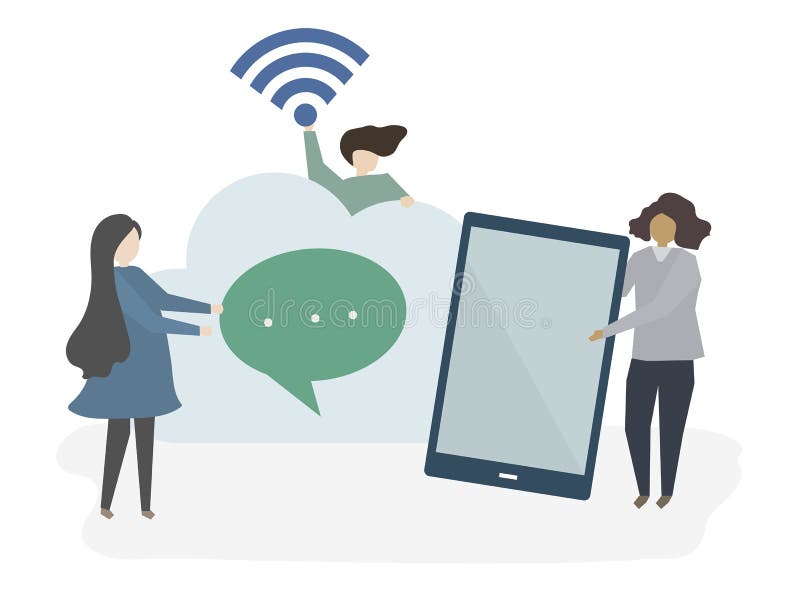 Illustration of People with Technology Stock Illustration ...