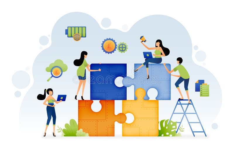 Illustration of People Try Find Solutions and Solve Problem in ...