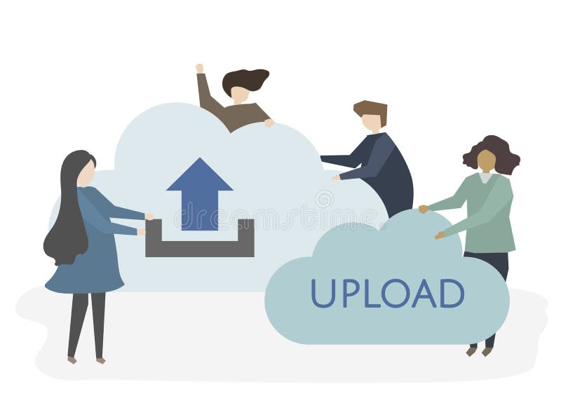 Illustration of People with Uploading Symbol Stock Illustration ...