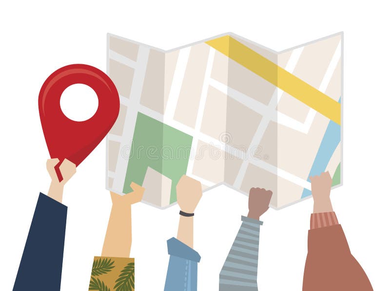 Illustration of People Using a Map for Direction Stock Illustration ...