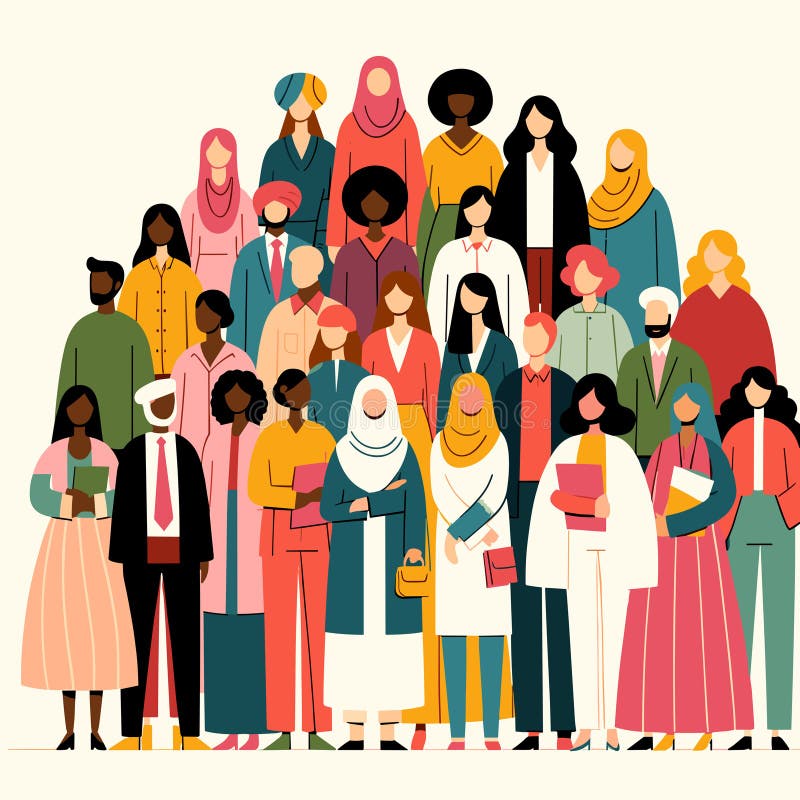 Illustration of People from Various Ethnicitites Standing Together ...