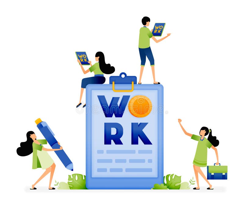 Illustration of People Working Around at Words of Work. for the Needs ...