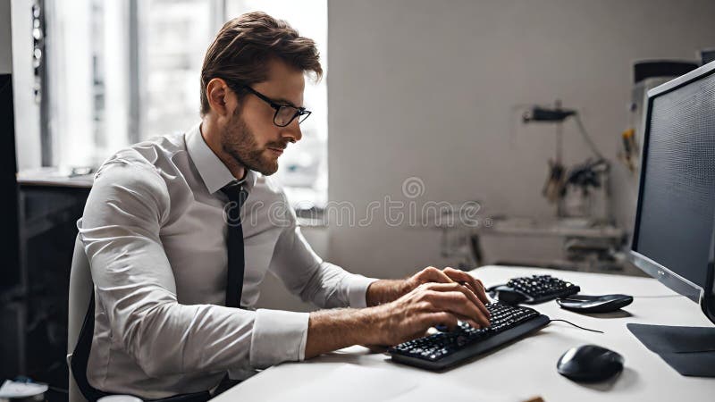 People Working in an Office in Front of a Computer Screen Stock ...