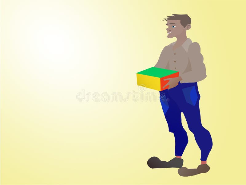 Person with box in hand stock illustration. Illustration of package ...