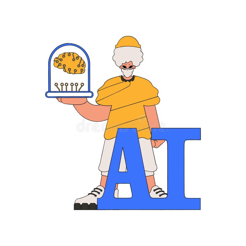 Illustration of a Person Holding a Synthetically Intelligent Brain ...