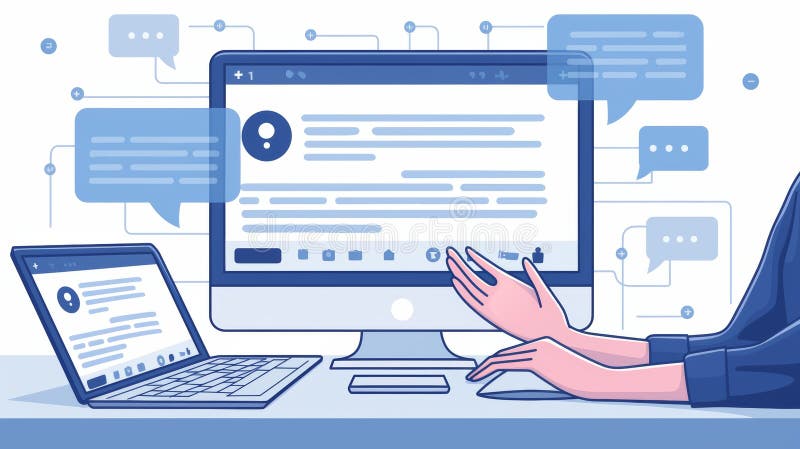 Digital Communication with Chatbot Assistant on Computer and Tablet ...