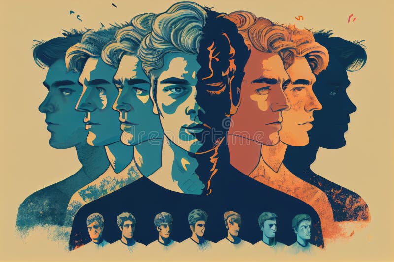 Illustration of Person with Multiple Personalities, Each Personality ... Illustration of Person with Multiple Personalities, Each Personality ...