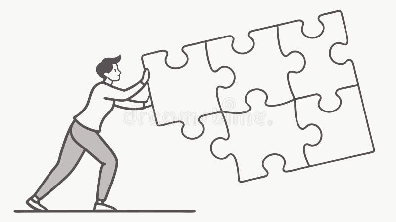 Person Completing Puzzle, Problem Solving, Vector Design Generative AI ...