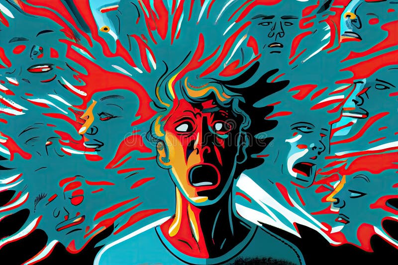 Illustration of Person with Schizophrenia, Experiencing Auditory and ...
