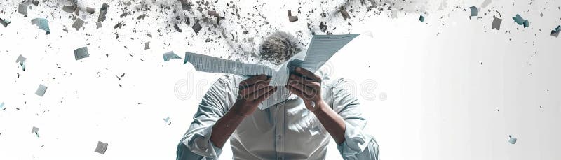 Illustration of a Person Tearing Up a Document in Anger Against a White ...