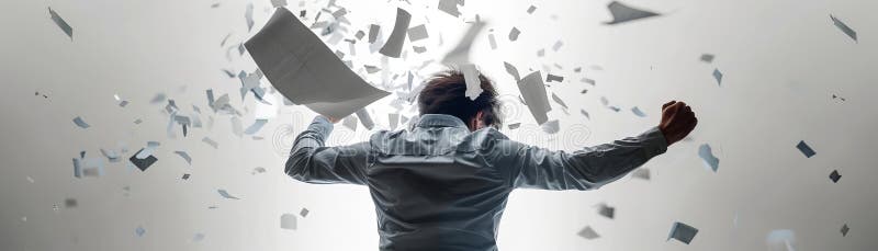 Illustration of a Person Tearing Up a Document in Anger Against a White ...