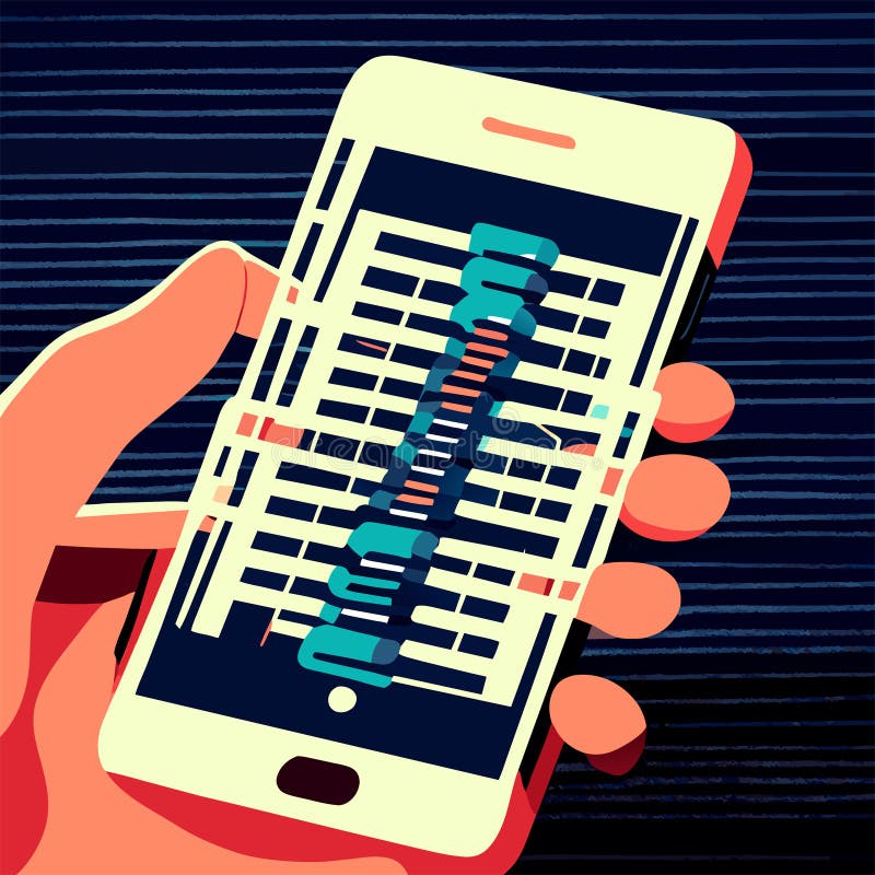 Illustration of a Person Using a Mobile Phone with a Graph on the ...