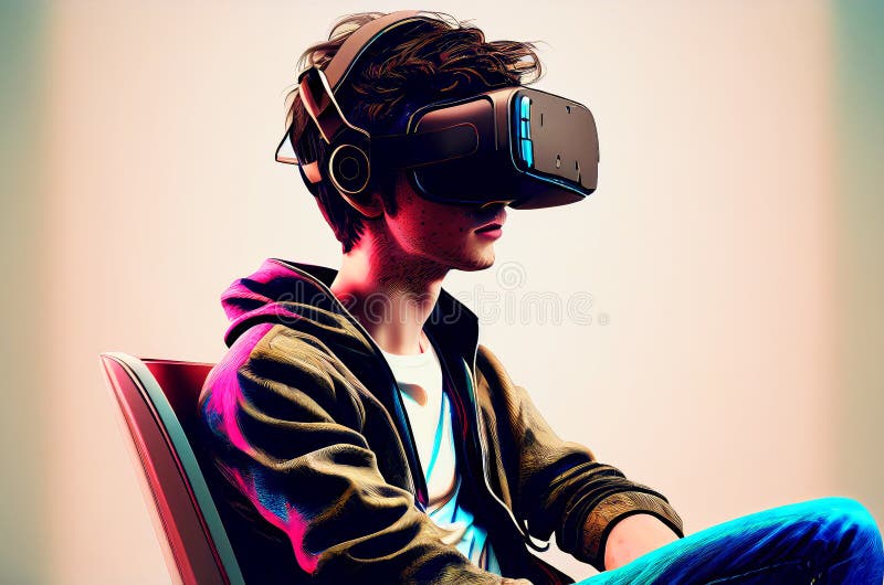 Person is Exploring Augmented Reality with VR Googles Stock ...