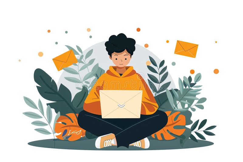 Illustration of a Person Writing an Email. Generative AI. Stock ...