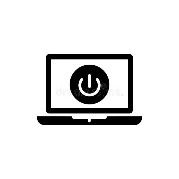 Illustration of a Personal Computer with an Off Button. Stock Vector ...