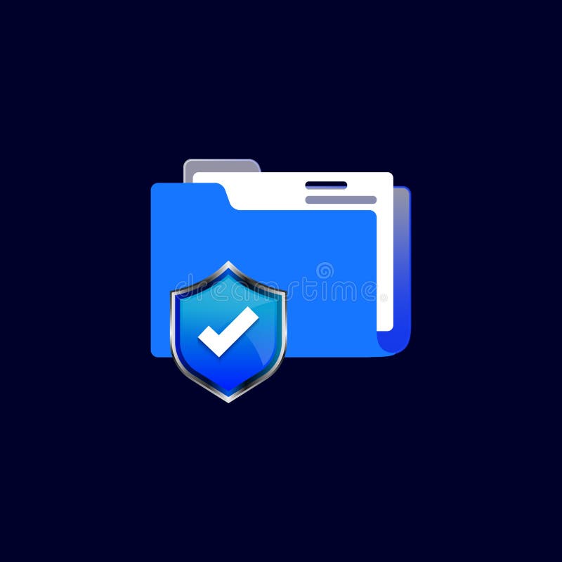 Illustration Personal Data Security with Folder Icon and Shield Design ...