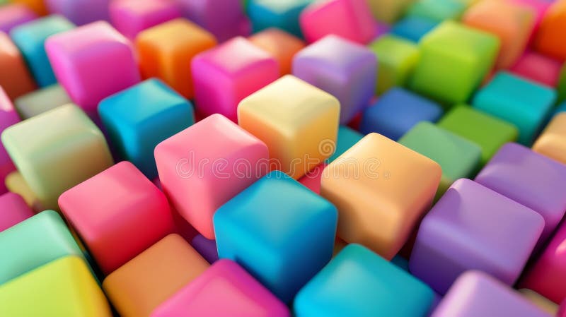 An Illustration with Perspective Effects of Color Cubes in 3D Stock ...