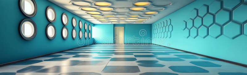 Perspective View Illustration Flooring Tiles Hexagon Pattern Outline ...