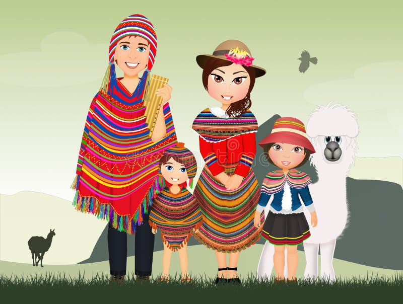 Illustration of Peruvian Happy Family Stock Illustration - Illustration ...