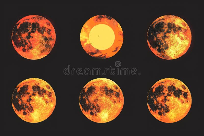 Illustration of the Phases of a Full Moon. Suitable for Educational ...
