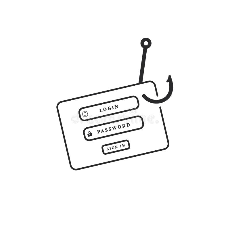Illustration of Phishing Attack Symbolized by Fishing Hook on Login ...