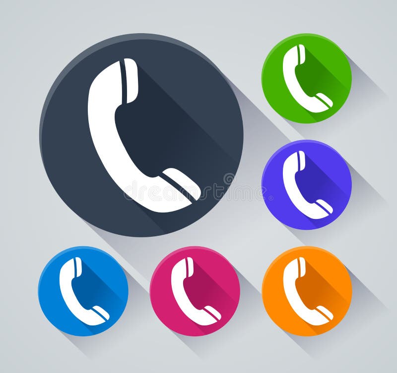 Phone Circle Icons with Shadow Stock Vector - Illustration of green ...