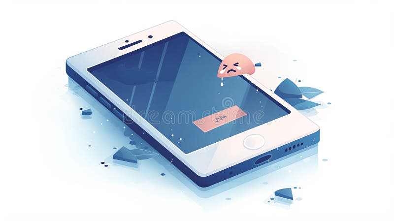 Illustration of a Phone with a 443 Error and a Crying Emoticon Stock ...