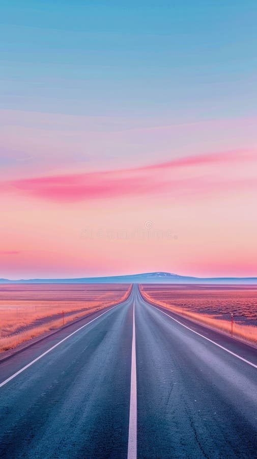 Illustration of a Phone Wallpaper with a Long Road To the Distance ...