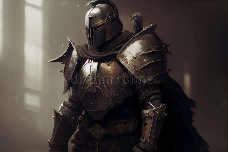A knight with steel armor stock illustration. Illustration of person ...